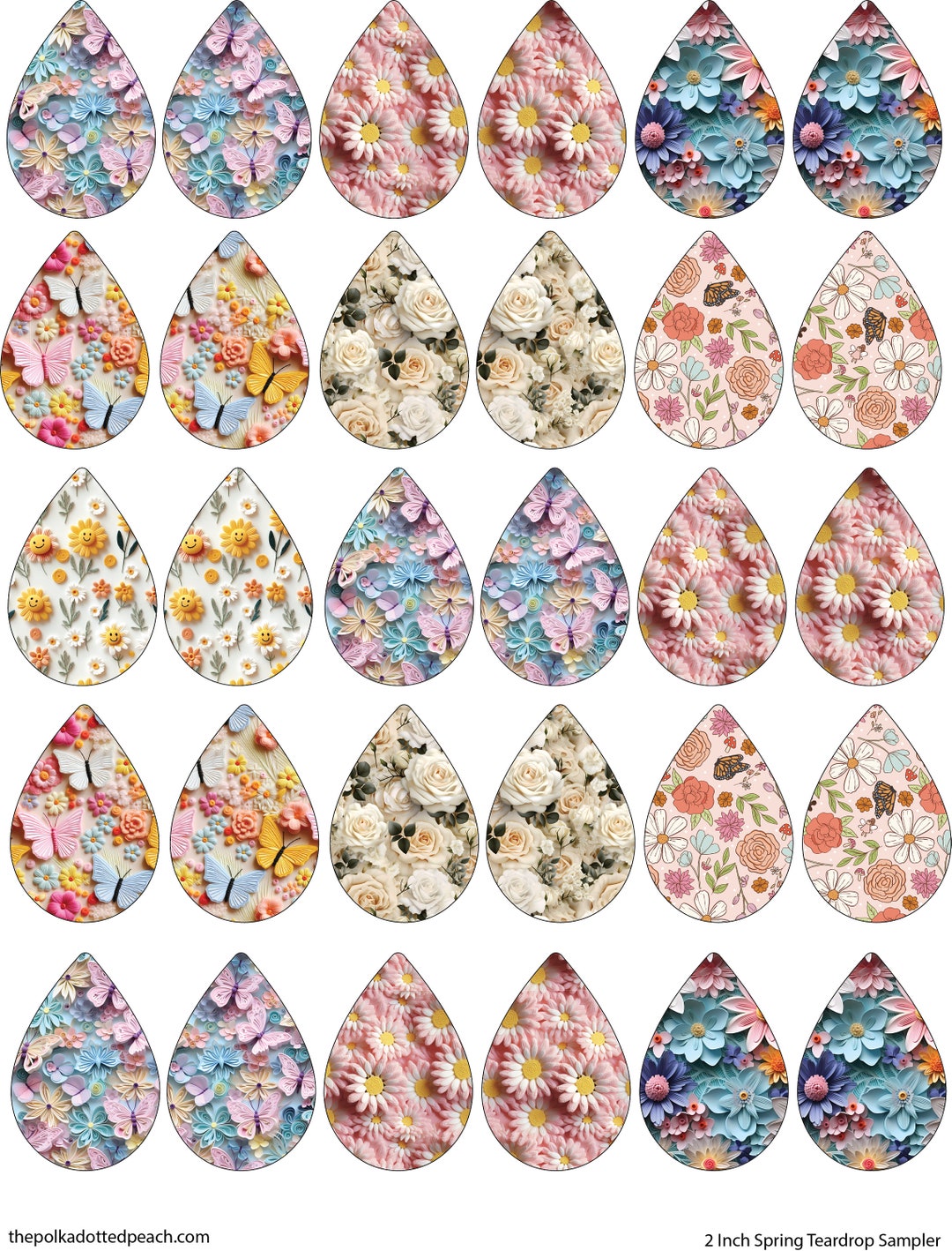 Spring Teardrop Sampler- Hand Cut Sheet Custom Faux Leather - Etsy