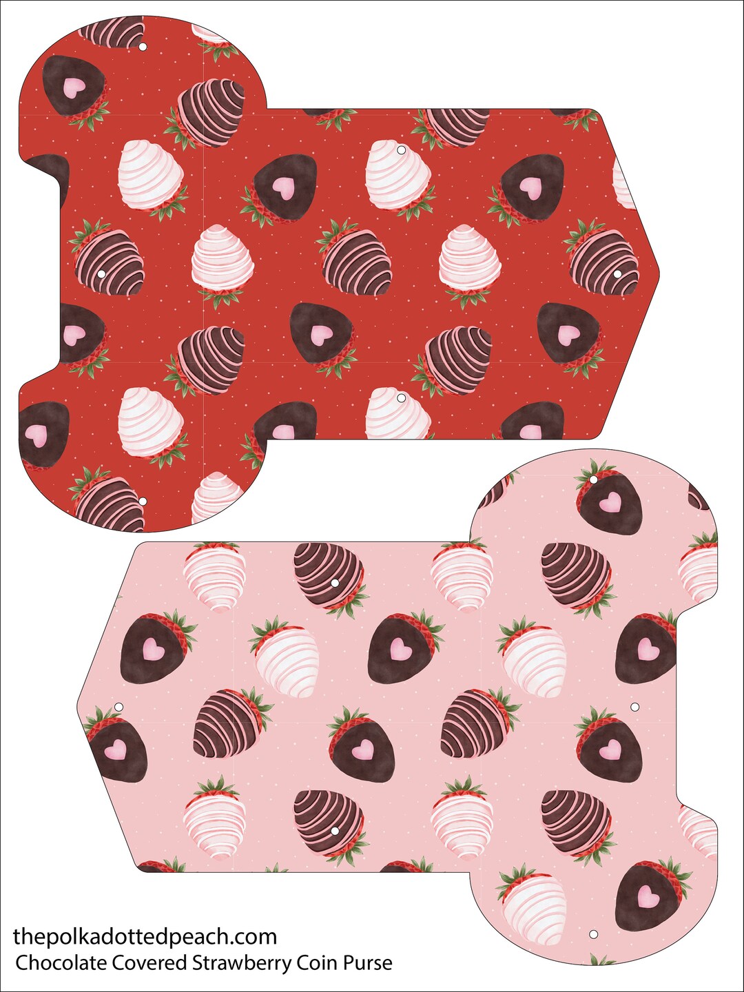 Chocolate Covered Strawberry Coin Purse- Hand Cut Custom Faux Leather ...