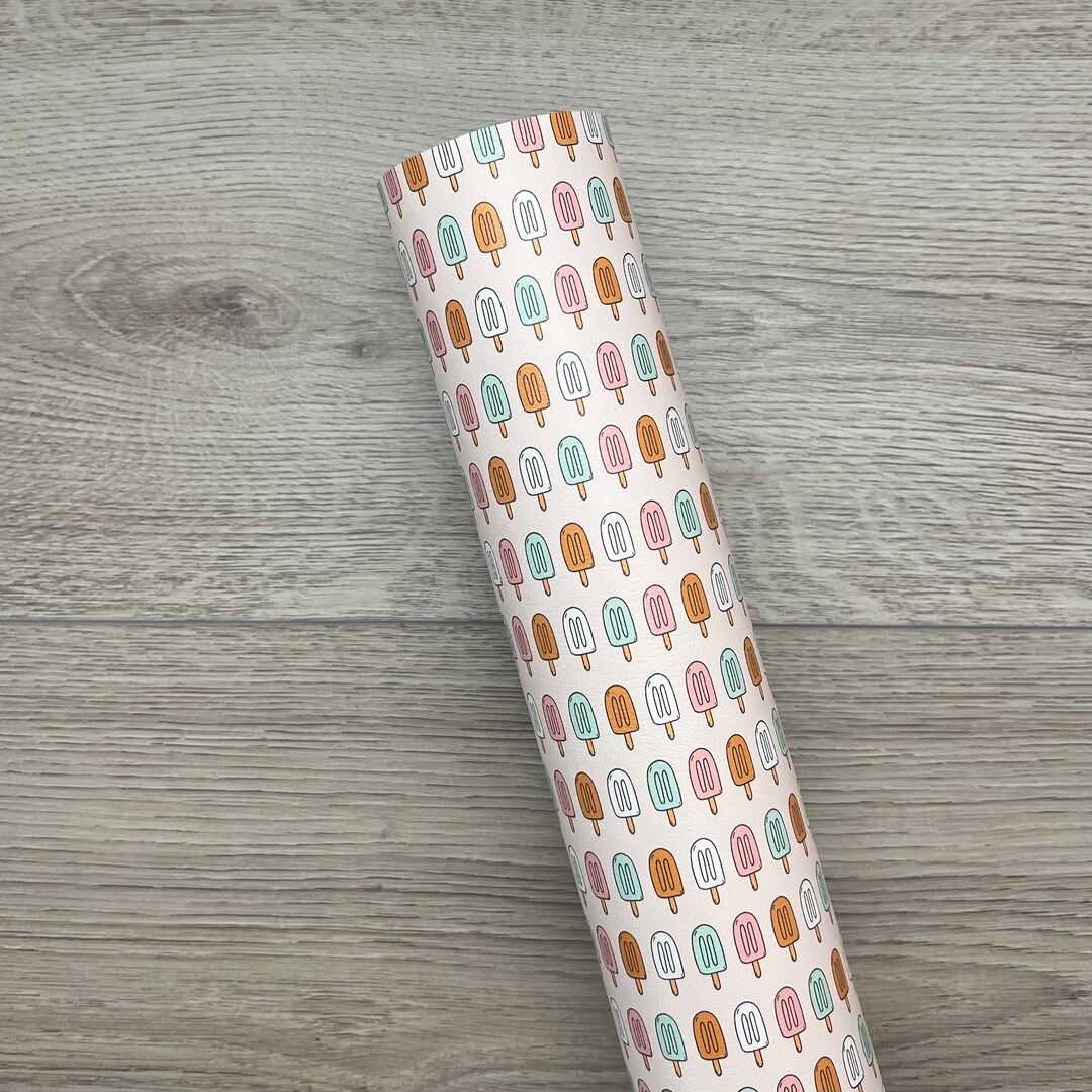 Summer Doodle Popsicle Stripes Pink Custom Faux Leather - Etsy