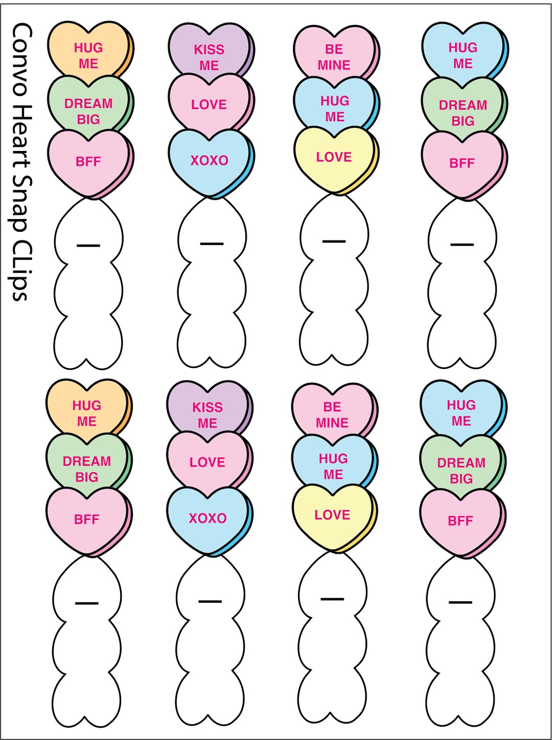 Convo Heart Snap Clips Handcut Sheet Custom Faux Leather - Etsy