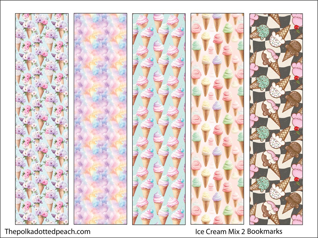 Ice Cream Mix 2 Bookmarks- Hand Cut Custom Faux Leather - Etsy