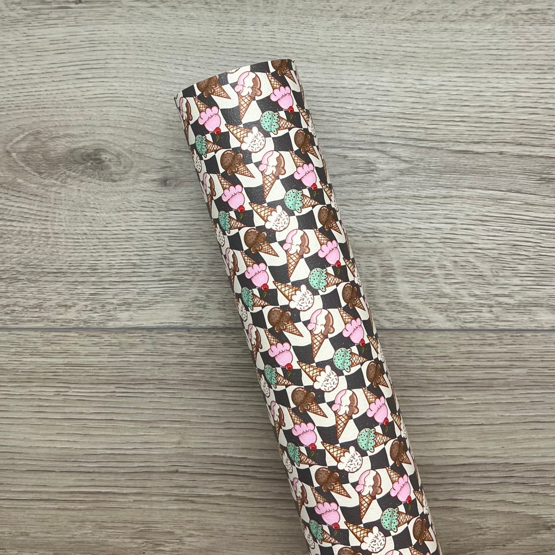 Retro Ice Cream Cone Checkers Custom Faux Leather - Etsy