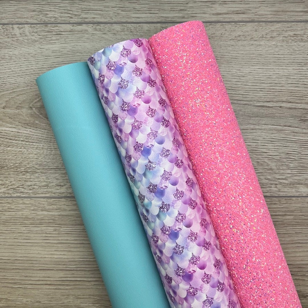Purple Sparkle and Teal Mermaid Scales Set Custom Faux Leather - Etsy