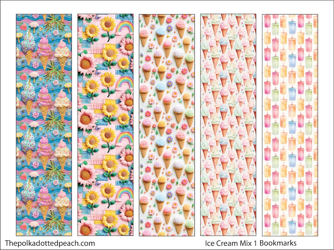 Ice Cream Mix 1 Bookmarks- Hand Cut Custom Faux Leather - Etsy