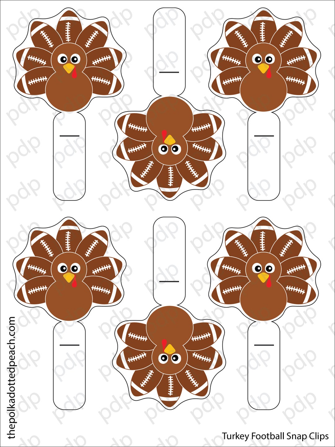 Turkey Football Snap Clips Hand Cut Custom Faux Leather - Etsy