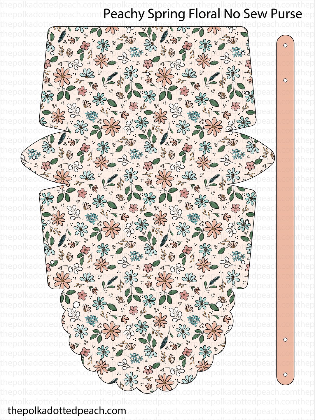 Peachy Spring Floral No Sew Purse Custom Faux Leather - Etsy