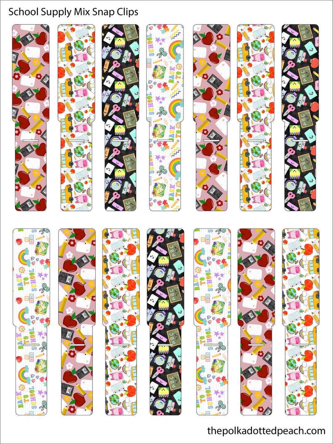 School Supply Mix Snap Clips Hand Cut Custom Faux Leather - Etsy