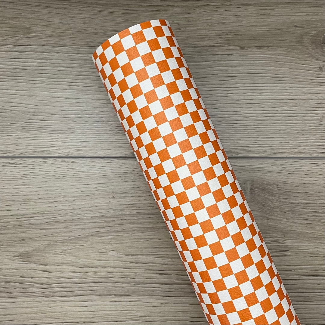 Orange & White Checkers Custom Faux Leather - Etsy