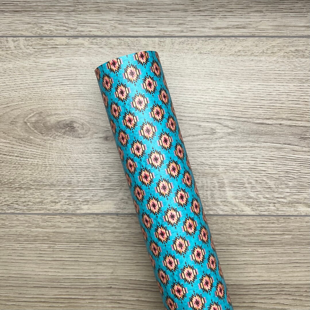 Teal Aztec Custom Faux Leather - Etsy
