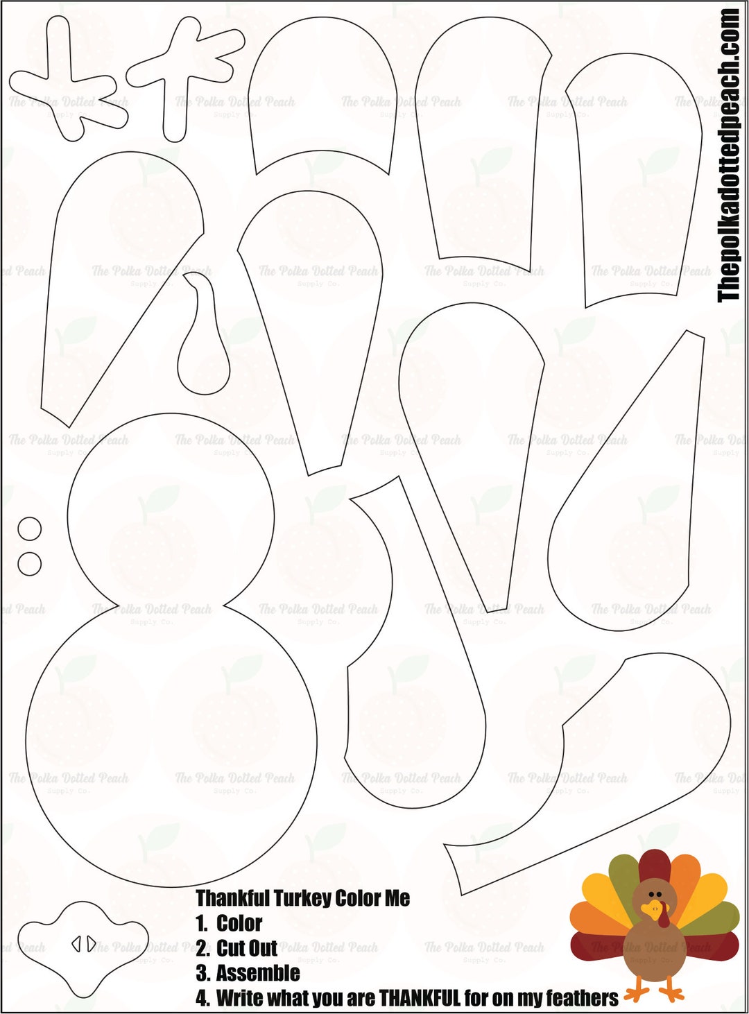 Thankful Turkey Color-me Custom Faux Leather - Etsy