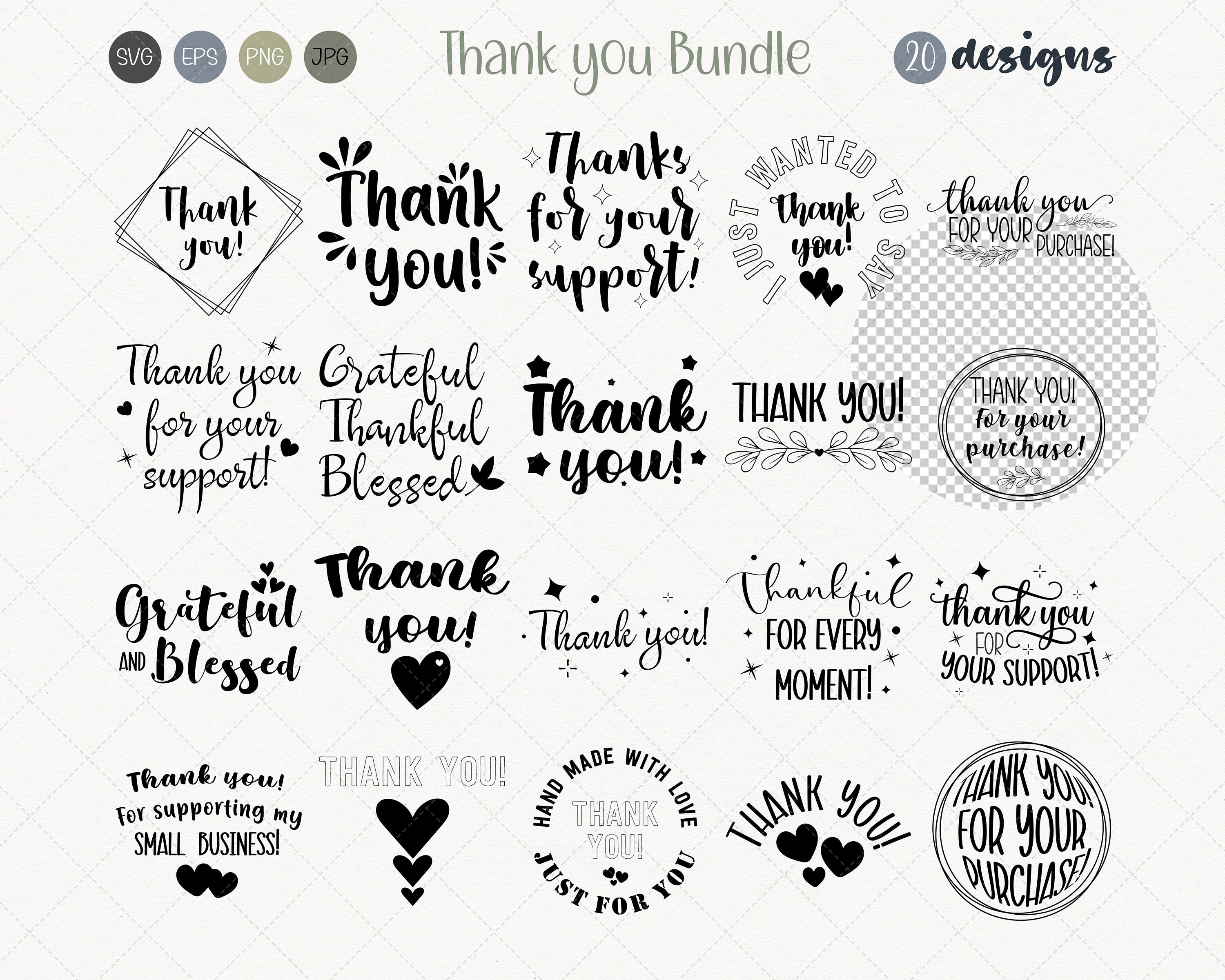 Thank You SVG Bundle, Phrases QUOTES Clip Art Svg, Thank You Overlays ...