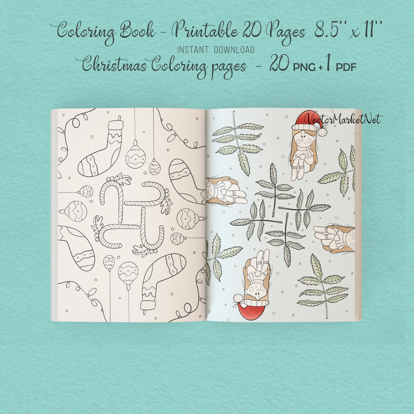 Christmas Coloring Book, Procreate Coloring Pages for Adults and Kids ...