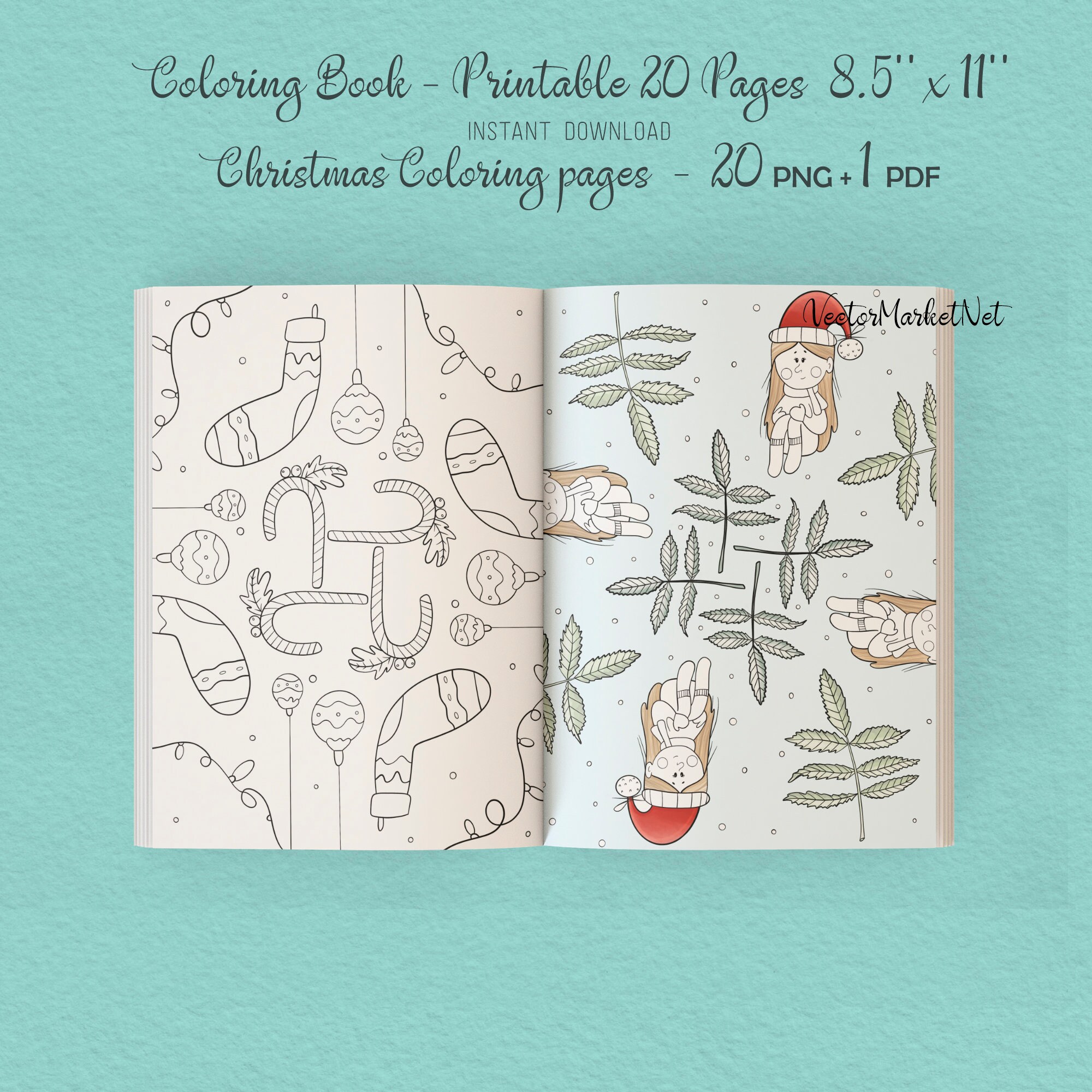 Christmas Coloring Book, Procreate Coloring Pages for Adults and Kids ...