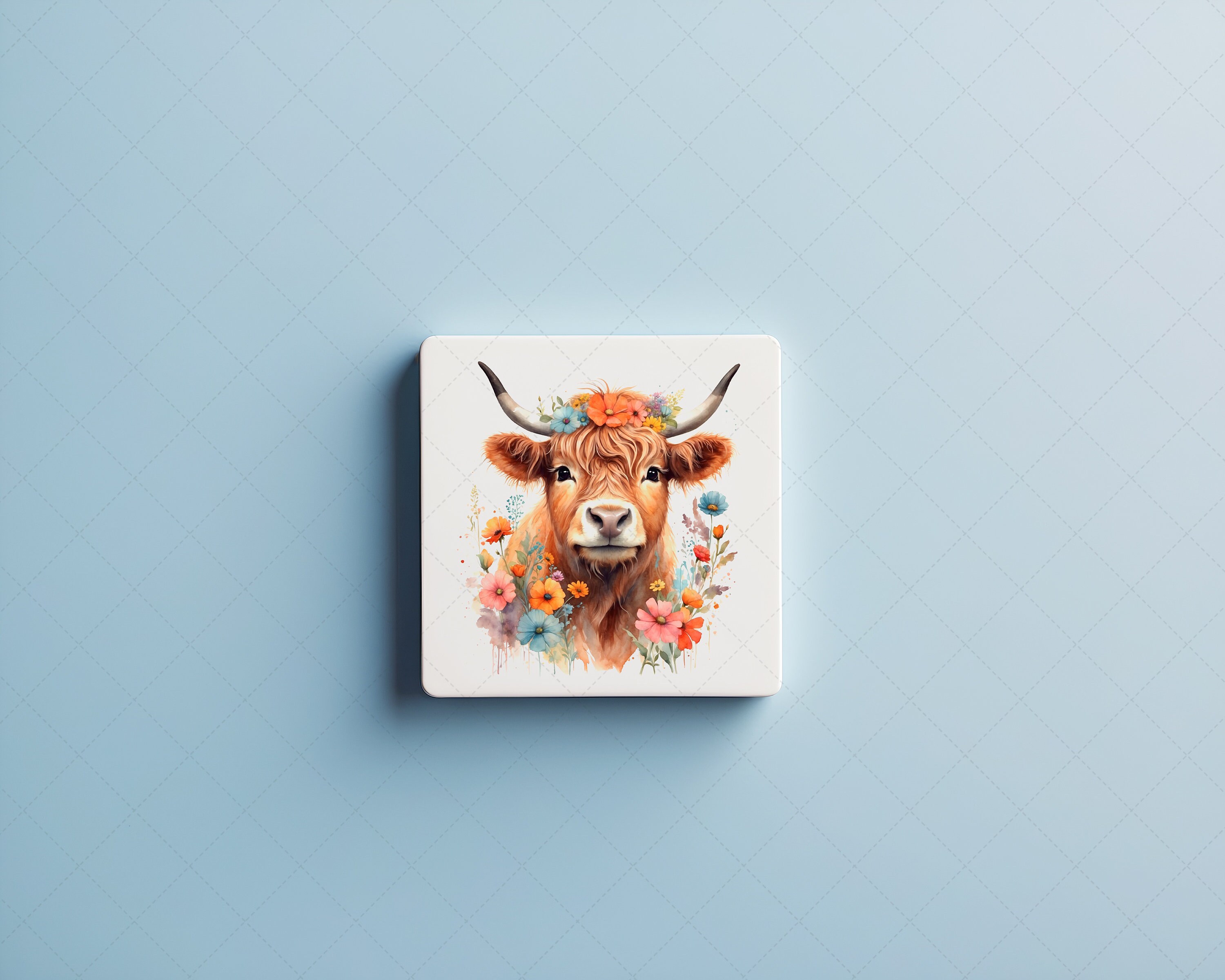 Cute Cow Coaster Bundle Design, Kids Square Coasters, Childish Round ...