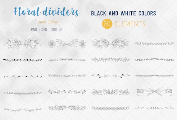 Floral Dividers SVG Line Art Bundle Leaves & Flowers Borders | Etsy