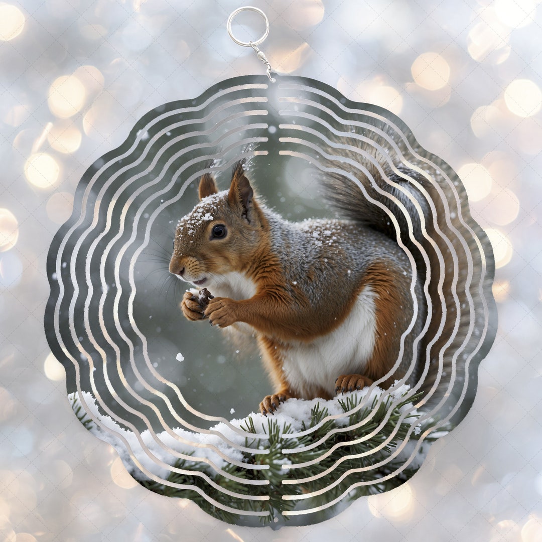 Squirrel Wind Spinner, Winter Sublimation Design, 10 Inch Spinner PNG ...