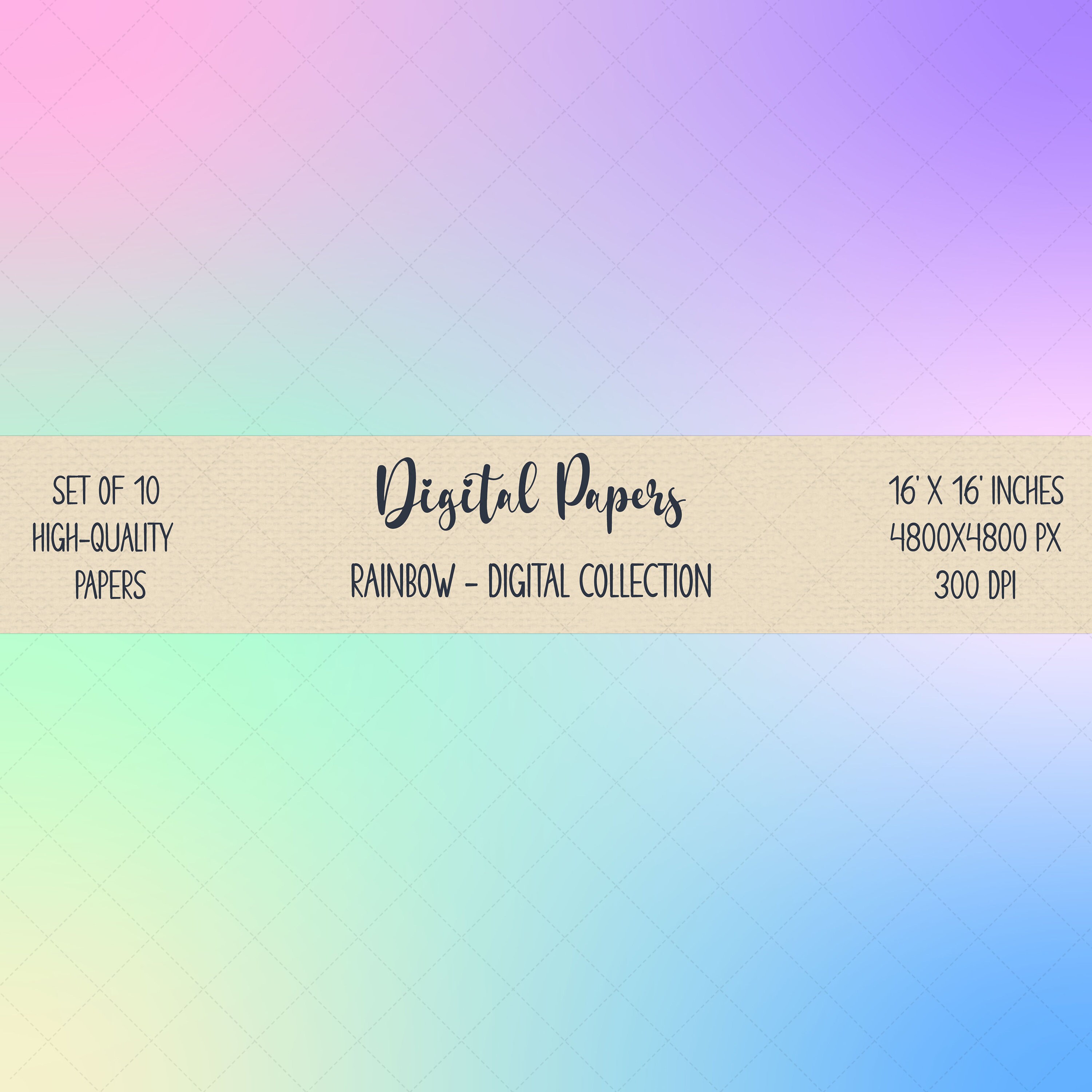 Rainbow Ombre Digital Paper Bundle: Mermaid Gradient (digital Download ...