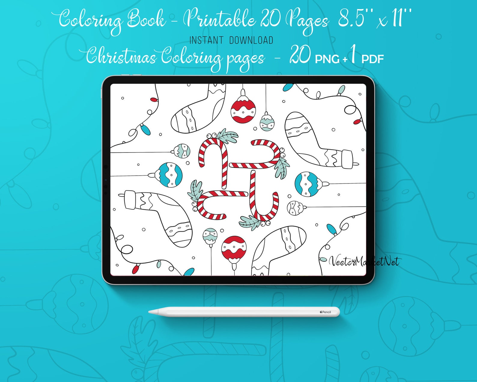 Christmas Coloring Book, Procreate Coloring Pages for Adults and Kids ...