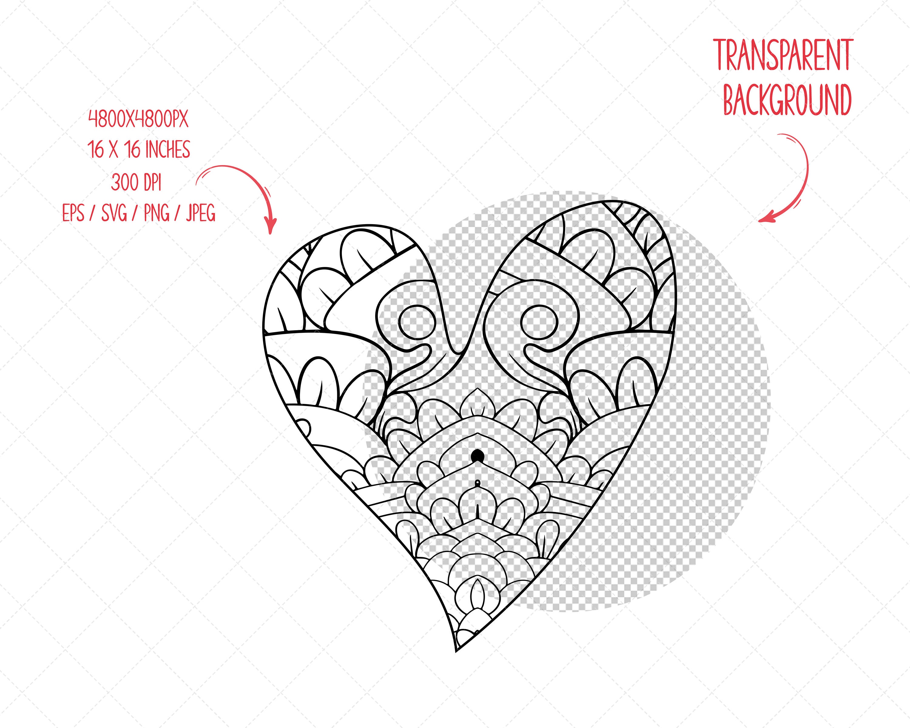 Mandala Heart SVG Bundle Mandala Hearts SVG Love Cut File - Etsy