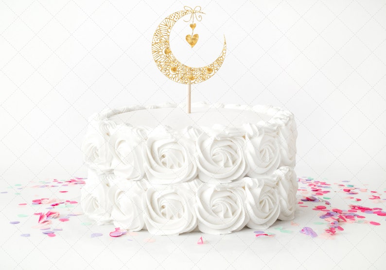 Gold Foil Mandala Moon PNG Bundle, Christmas Moon PNG, Gold Hearts PNG ...