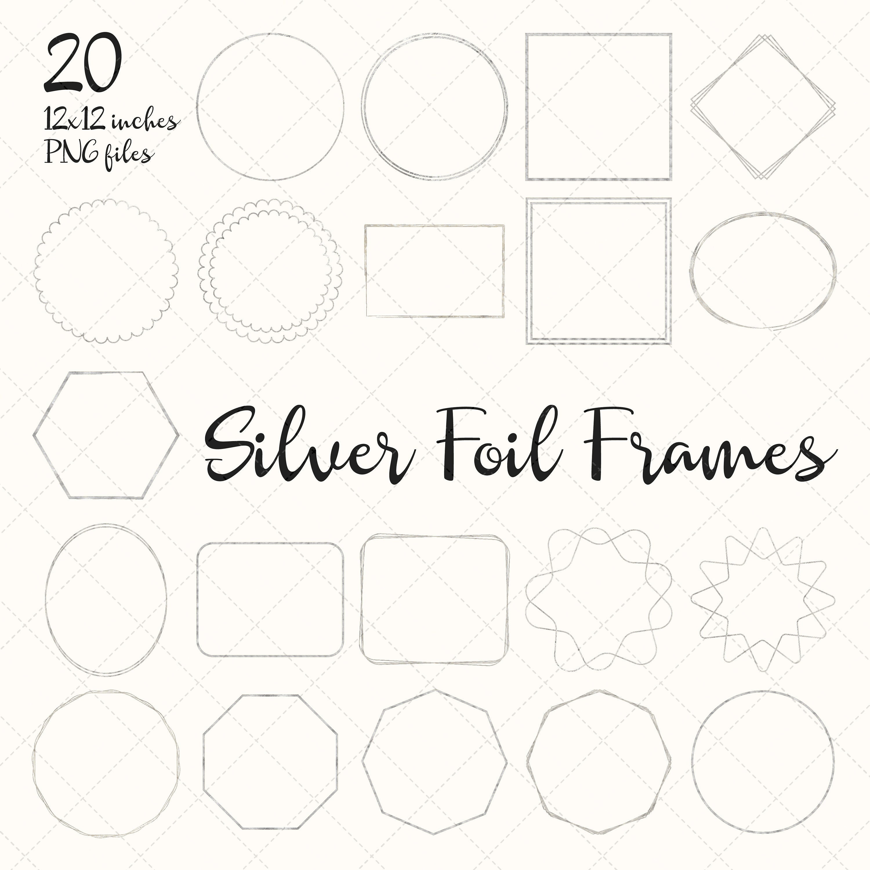 Silver Frame Clipart, Geometric Silver Clip Art, Silver Polygonal ...