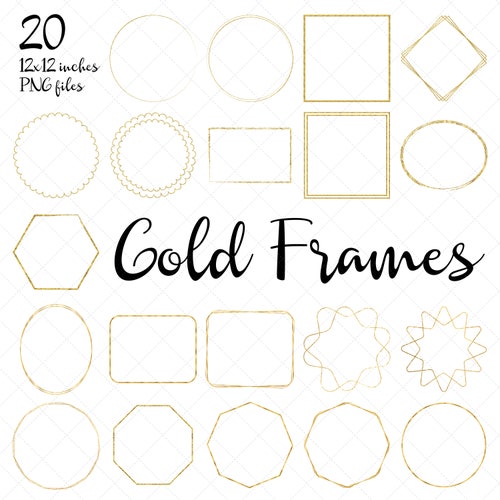 Gold Geometric Frame Clipart Gold Glitter Frame Clip Art - Etsy