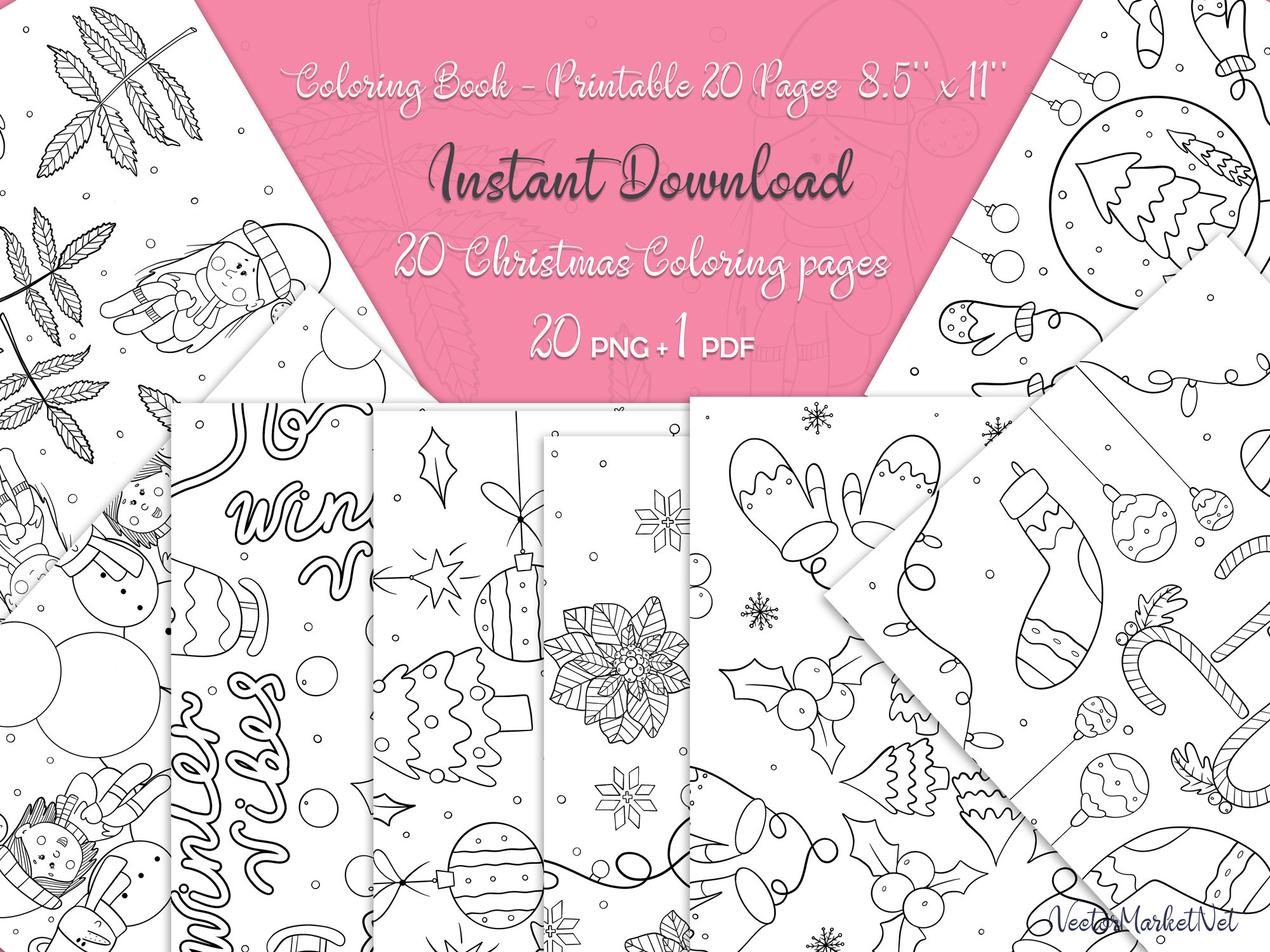 Christmas Coloring Book, Procreate Coloring Pages for Adults and Kids ...