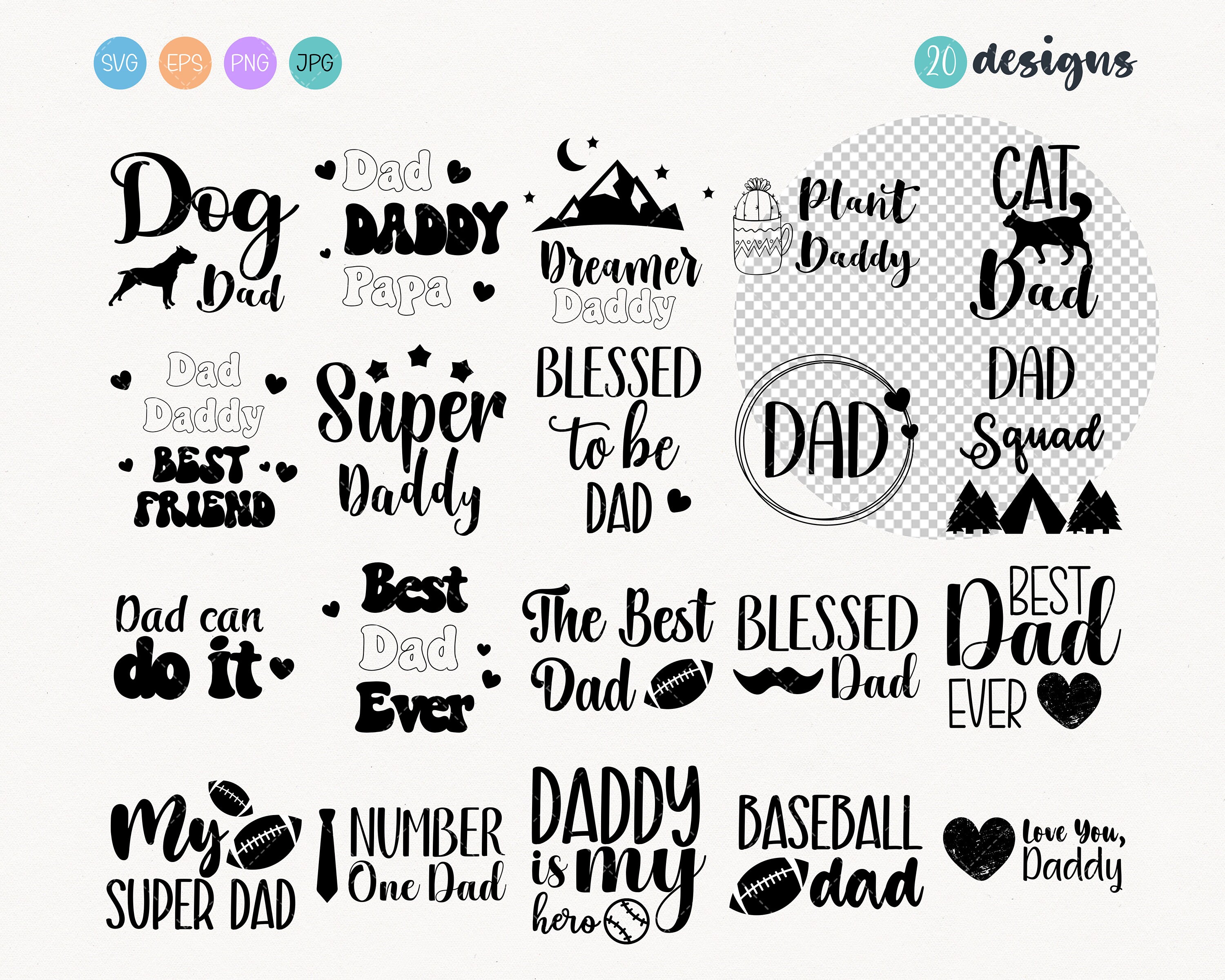 DAD SVG, Father's Day Svg, Line Art, Big Bundle, Daddy Clipart, Father ...