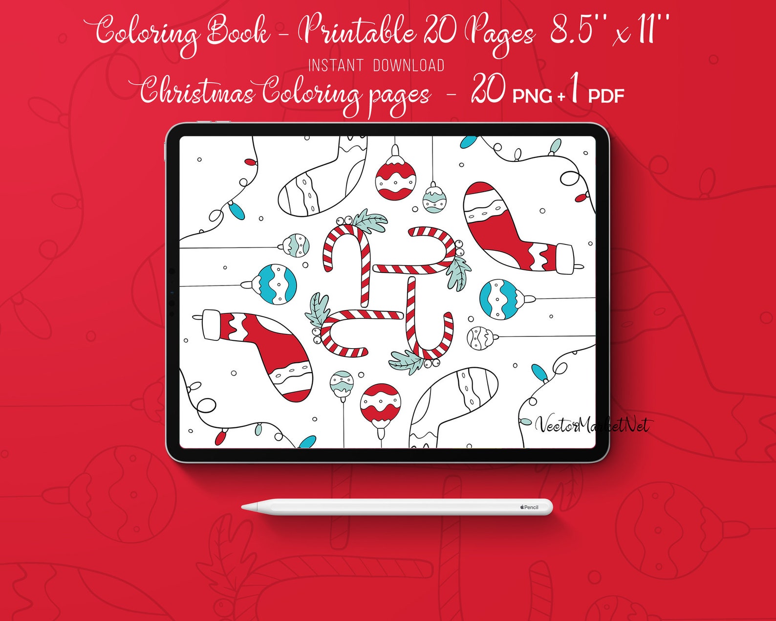 Christmas Coloring Book, Procreate Coloring Pages for Adults and Kids ...