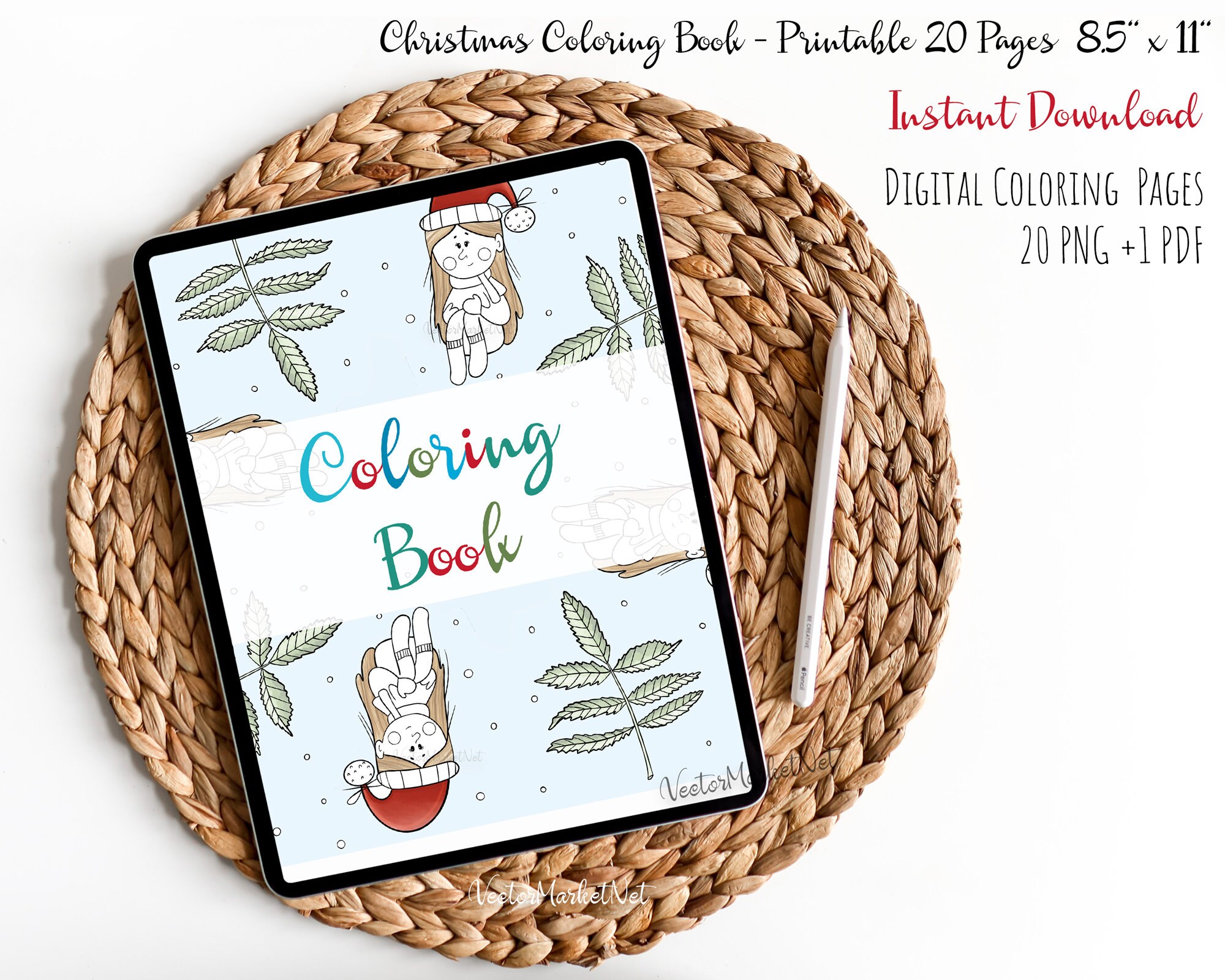 Christmas Coloring Book, Procreate Coloring Pages for Adults and Kids ...
