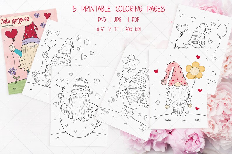 Cute Gnomes Coloring Pages Procreate Coloring Pages - Etsy