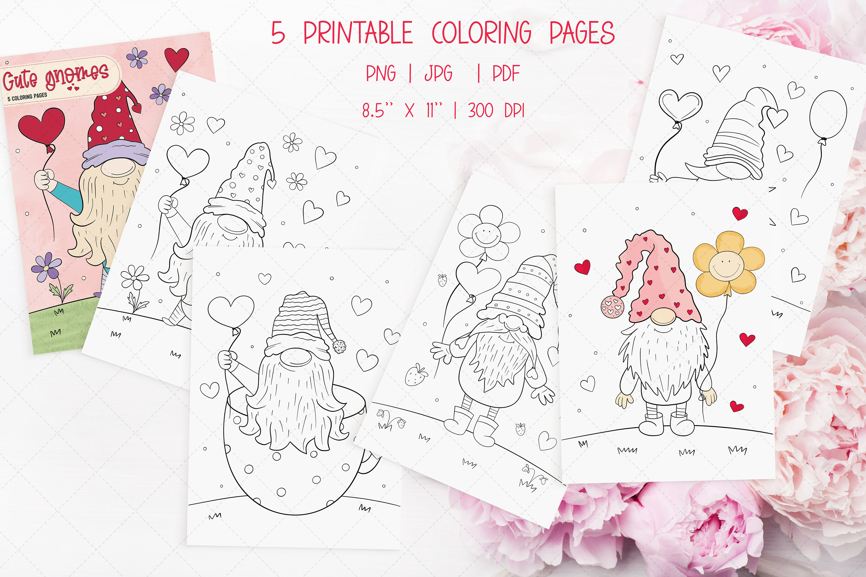 Cute Gnomes Coloring Pages Procreate Coloring Pages - Etsy