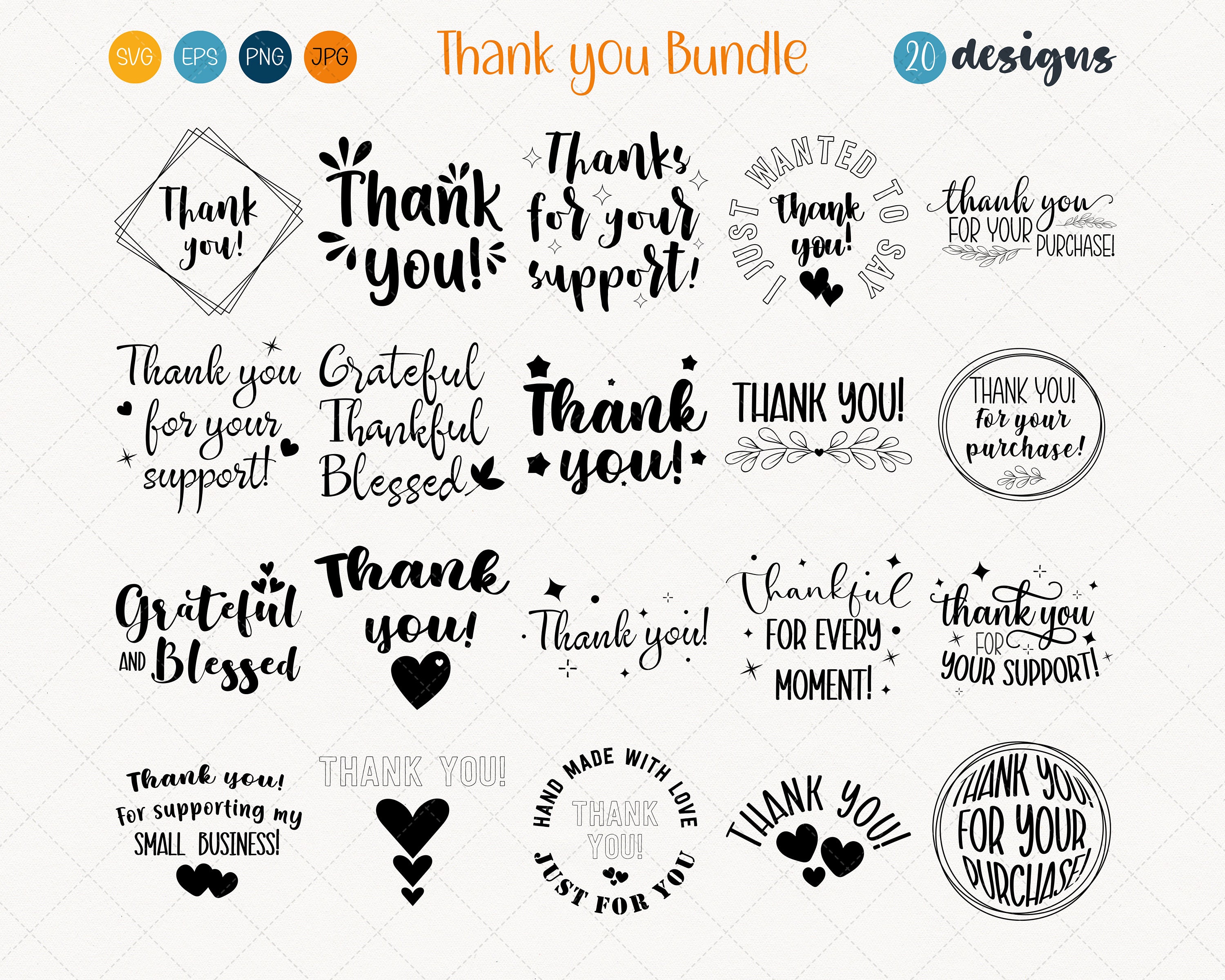 Thank You SVG Bundle, Phrases QUOTES Clip Art Svg, Thank You Overlays ...