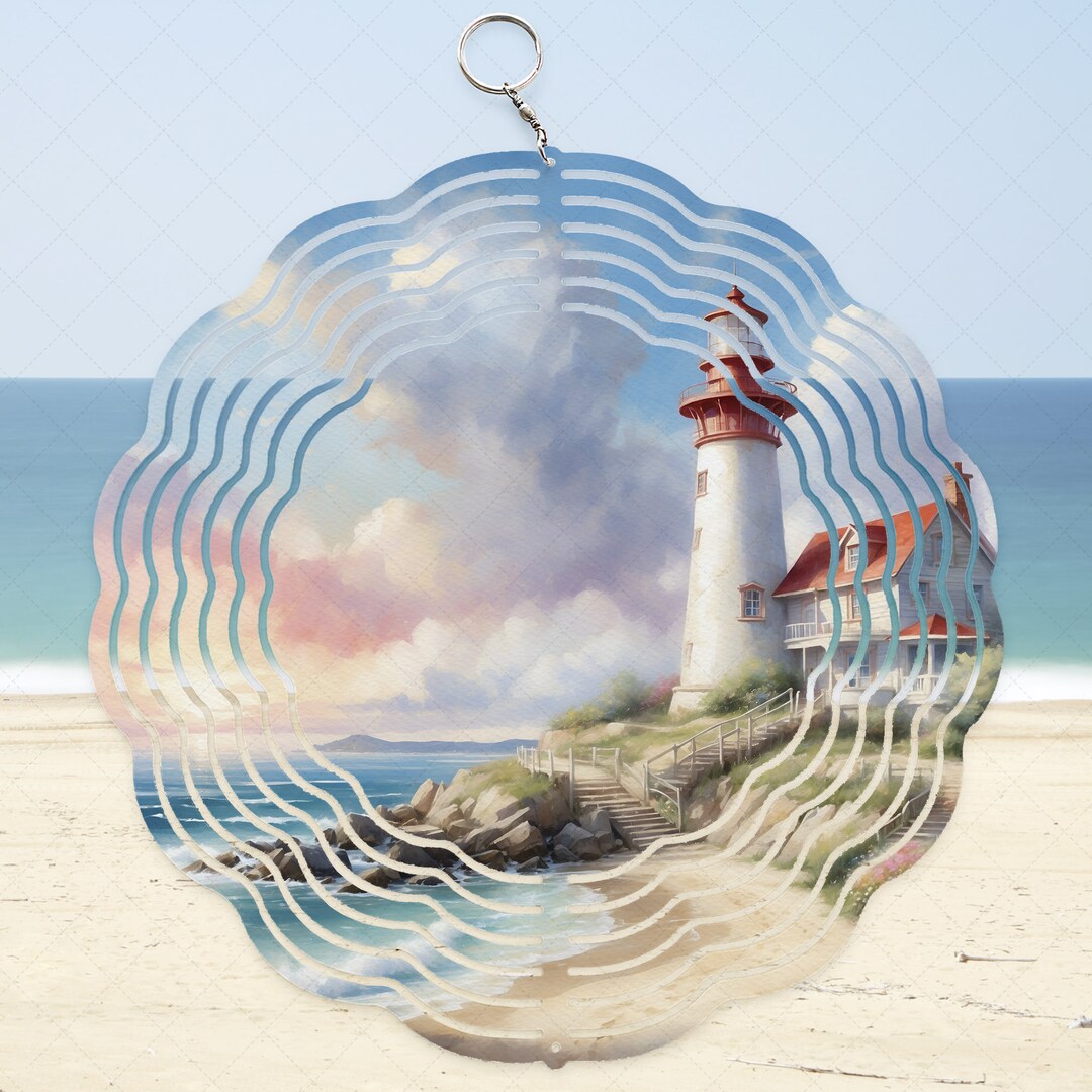 Watercolor Lighthouse Spinner Wrap Design, Sea Sublimation PNG Design ...