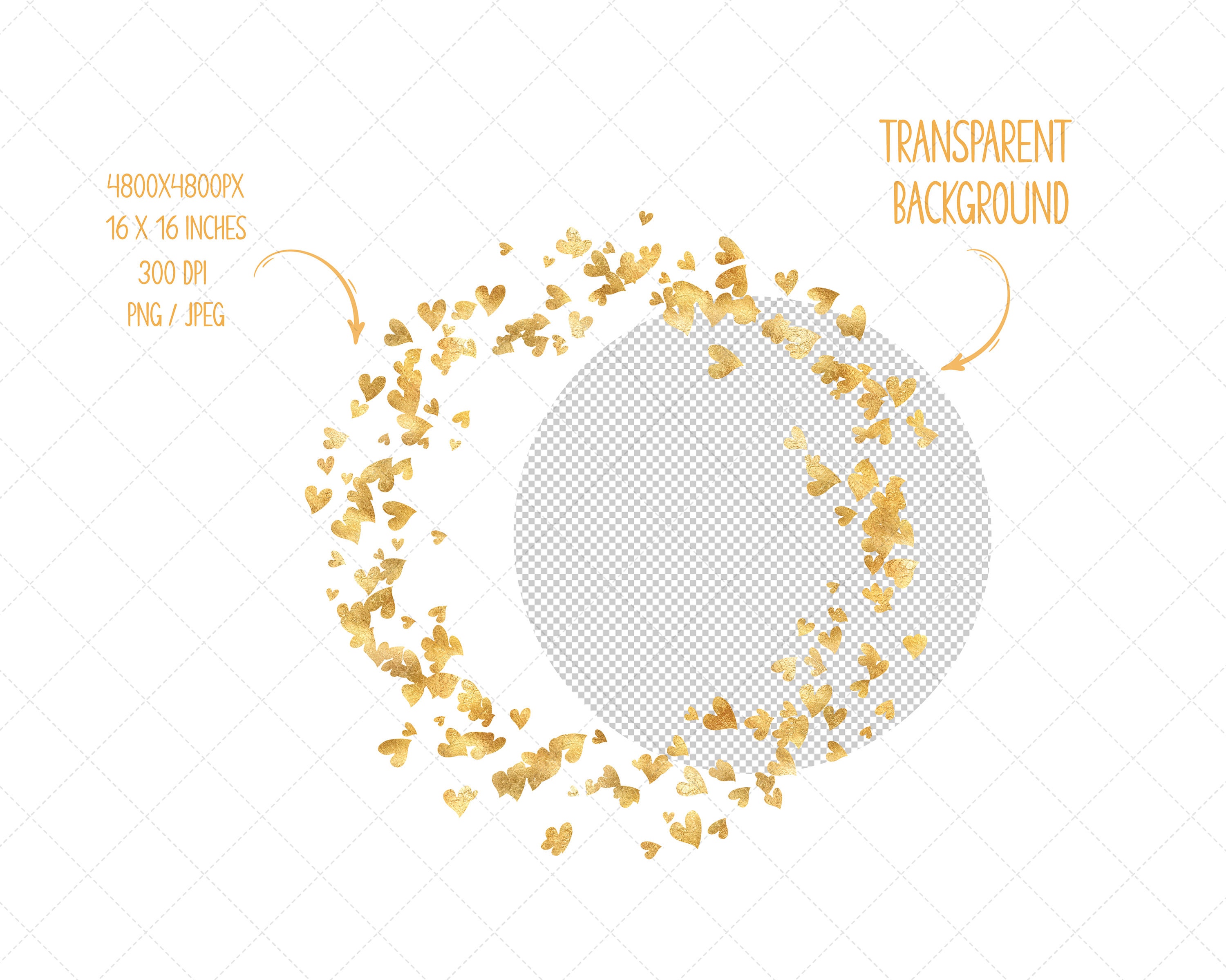 Gold Heart Frames Clipart, Gold Hearts Overlays, Wedding Overlay ...
