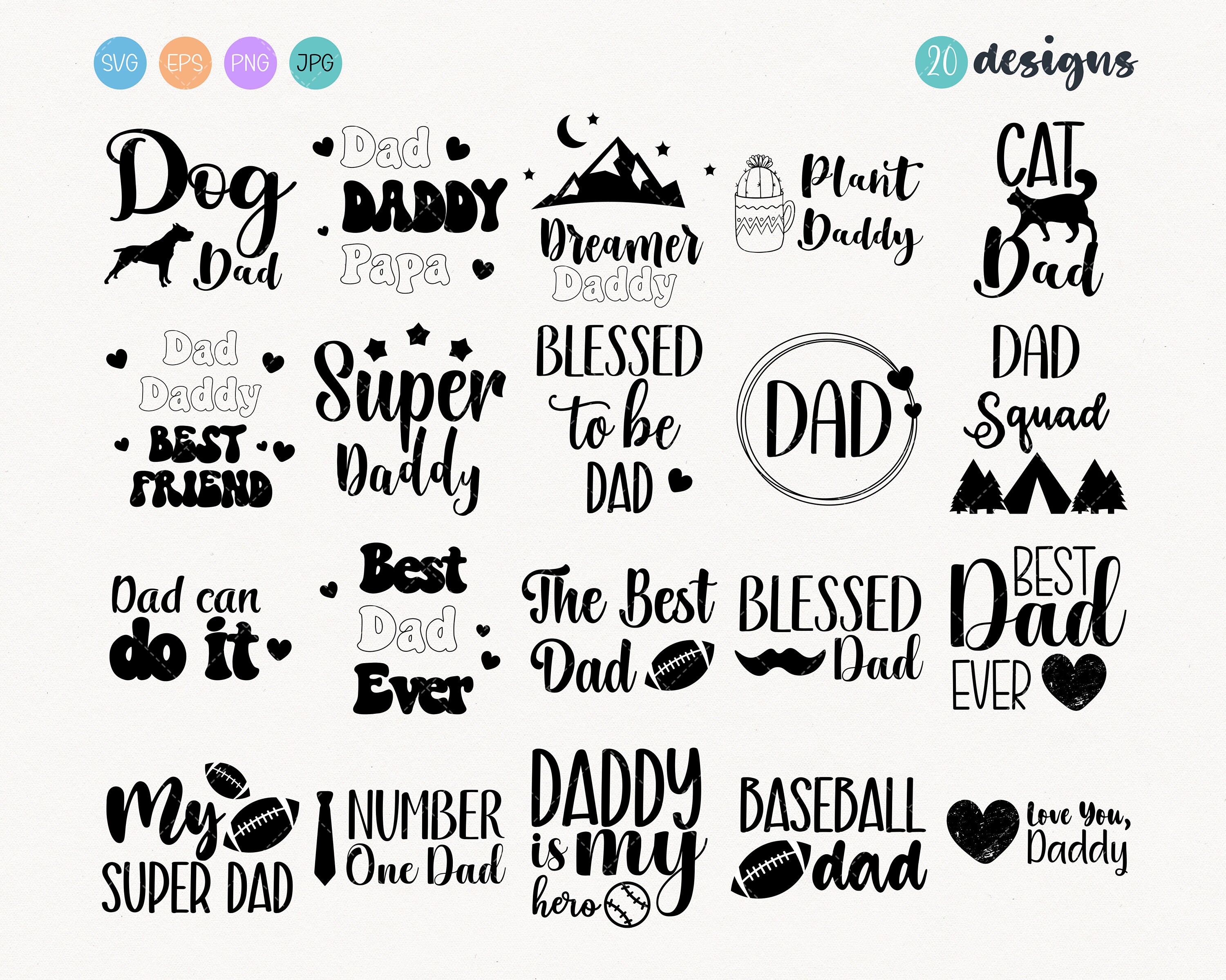 DAD SVG, Father's Day Svg, Line Art, Big Bundle, Daddy Clipart, Father ...