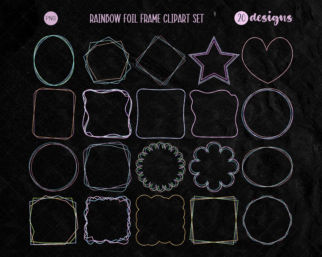 Rainbow Foil Frame Clipart Set, Colorful Glitter Frames Clip Art ...