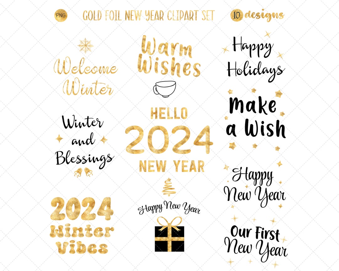 New Year 2024 Clip Art, QUOTES Clip Art, Glitter New Year, Christmas ...