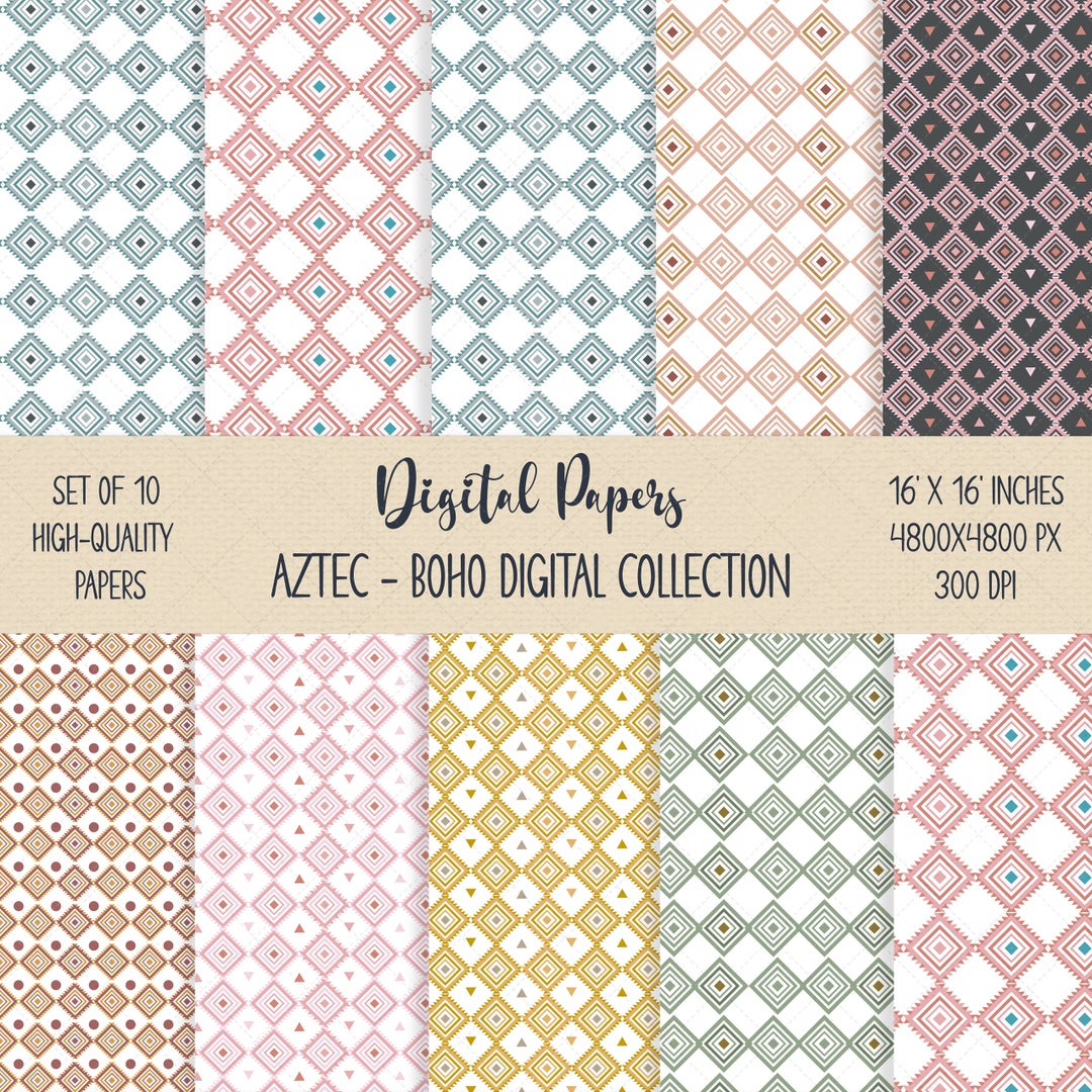 Aztec Boho Paper, Tribal Paper Bundle, African Tribal Pattern, Ethnic ...
