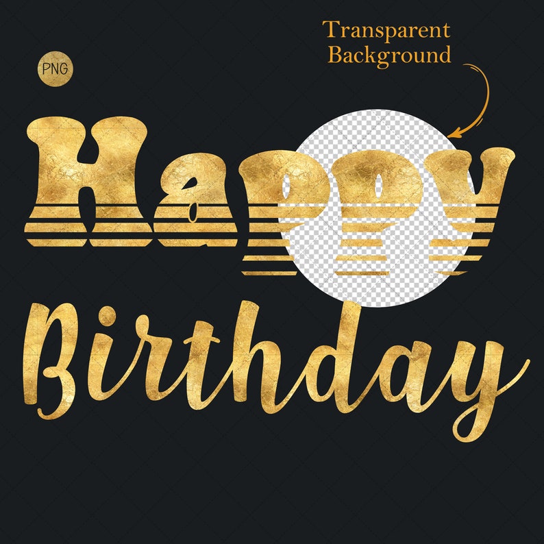 Gold Birthday Clip Art, Gold Foil, Gold Overlays, Instant Download ...