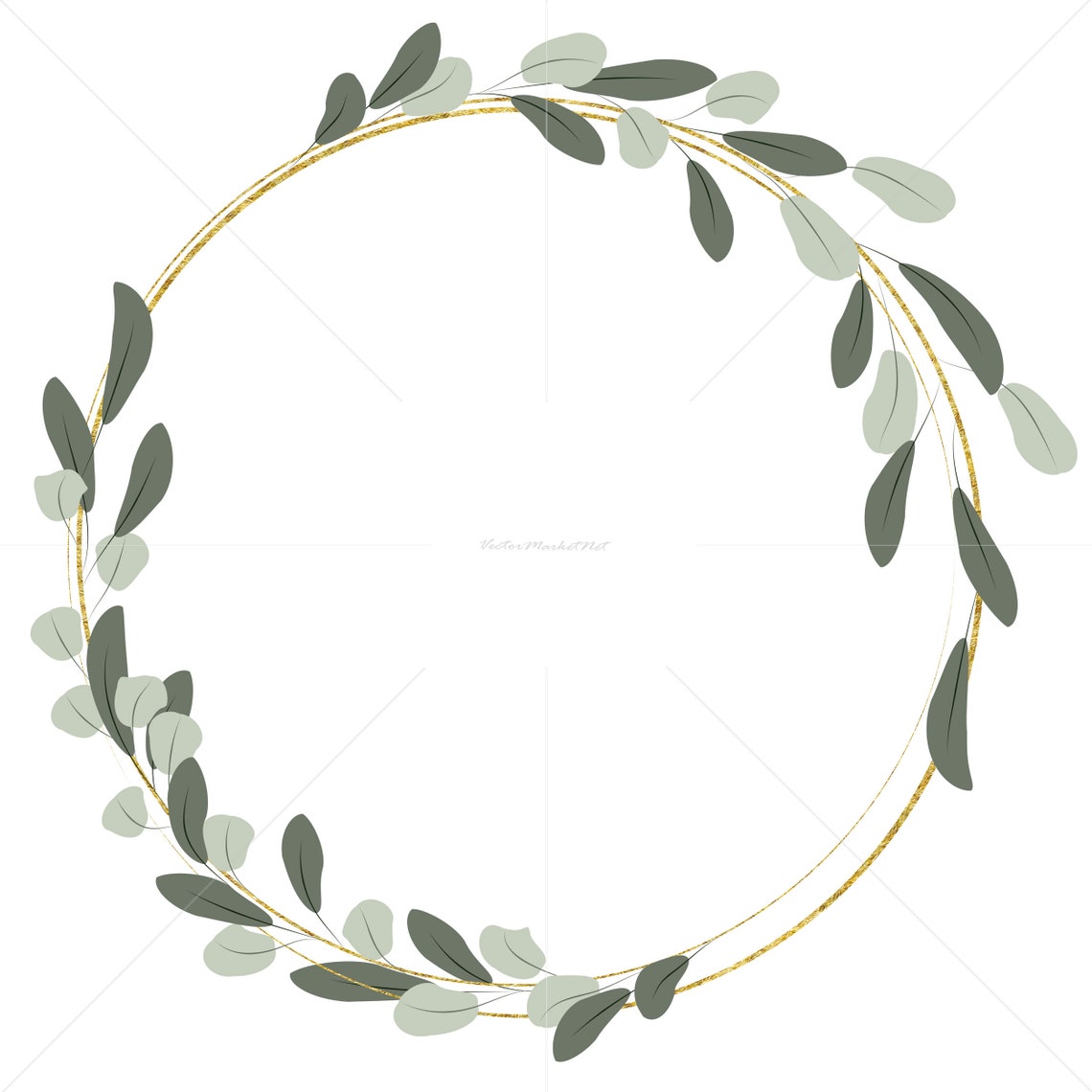 Eucalyptus Bundle Png Gold Foil Frames Glitter Wreaths | Etsy