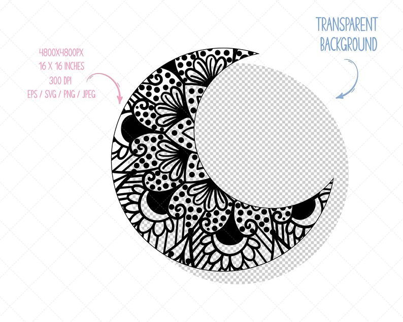 Mandala Moon SVG Bundle, Christmas Moon SVG, Love Cut File, Valentine ...