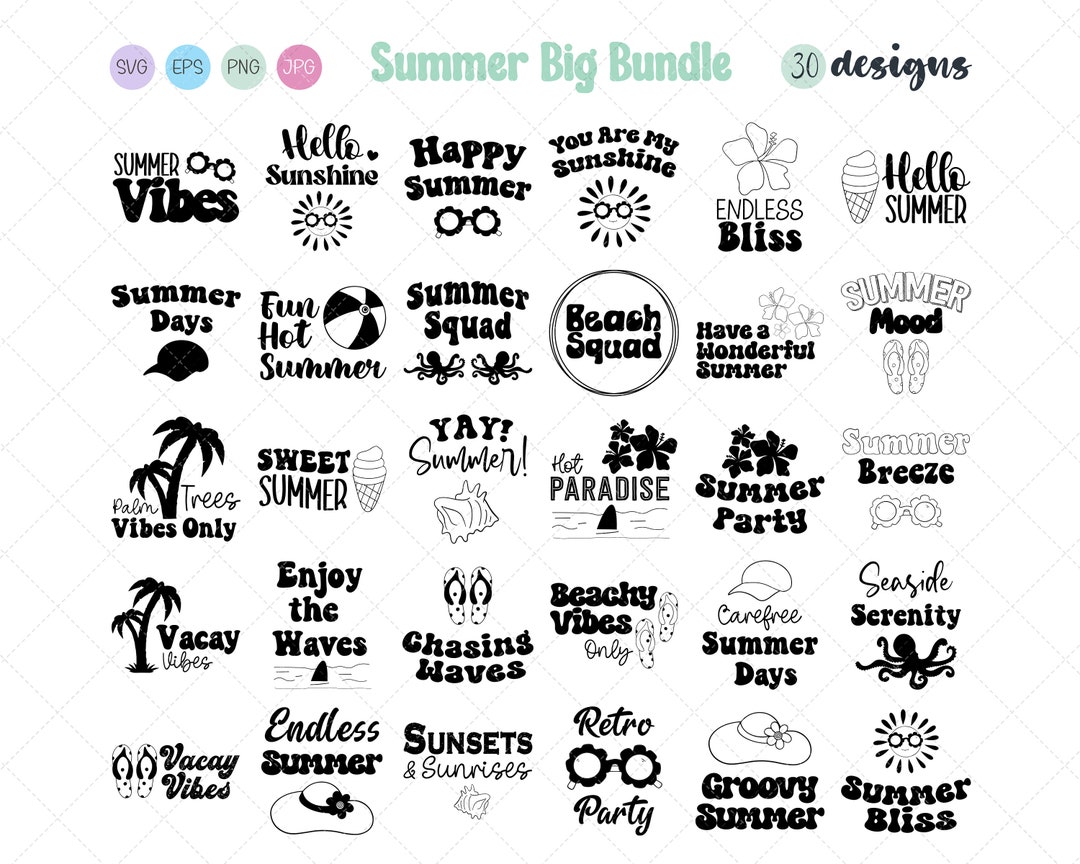 Summer SVG, Big Summer Bundle Svg, Inspirational Svg, Family Clipart ...