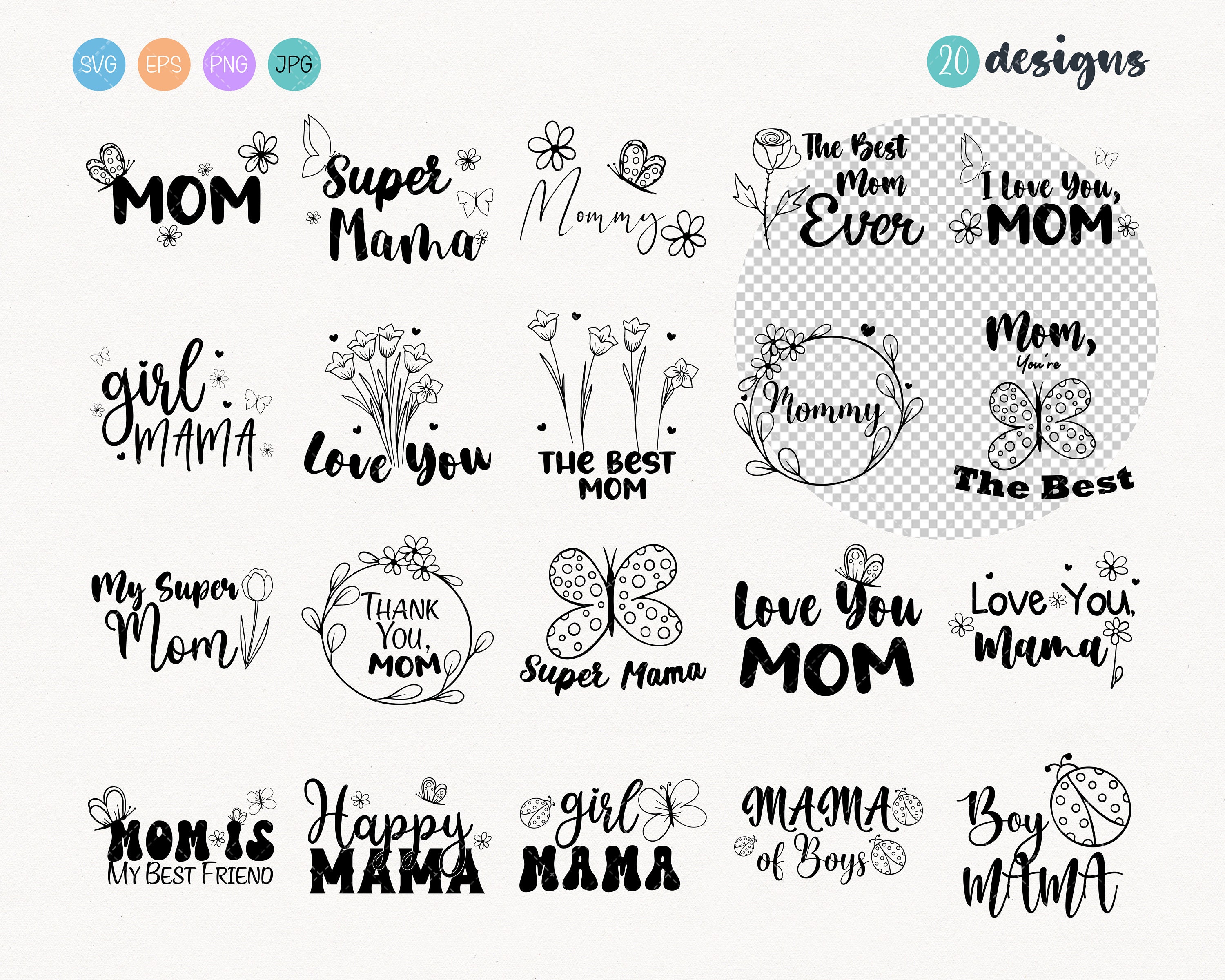 MAMA SVG, Mother's Day Svg, Line Art, Big Bundle, MOM Clipart, Mother's ...