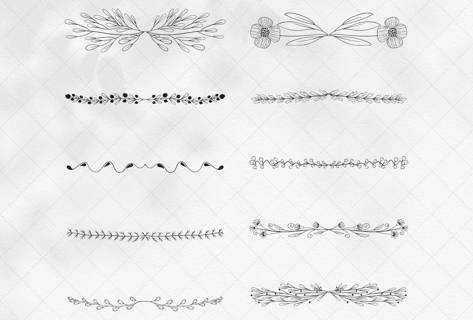 Floral Dividers SVG Line Art Bundle Leaves & Flowers Borders - Etsy