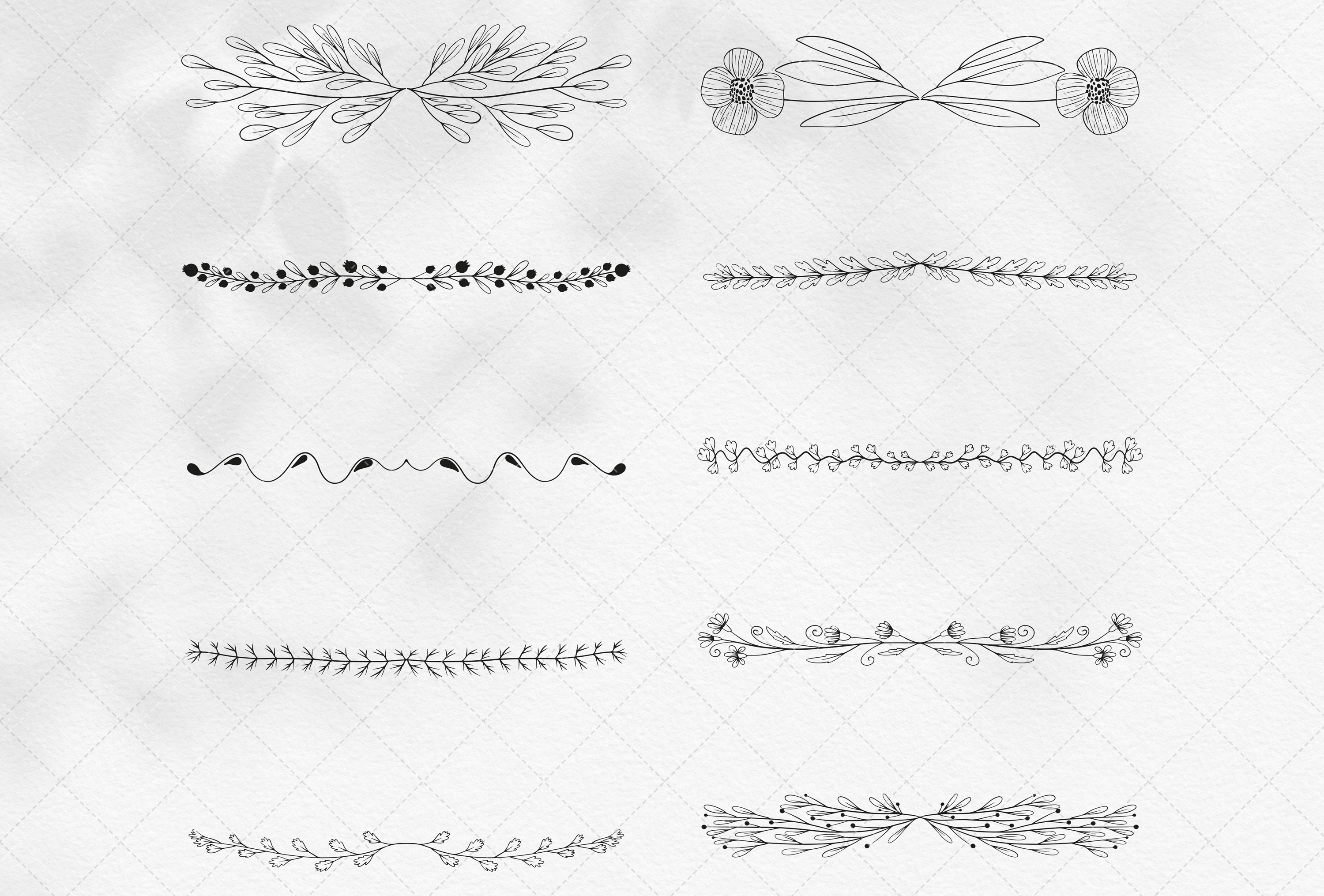 Floral Dividers SVG Line Art Bundle Leaves & Flowers Borders - Etsy