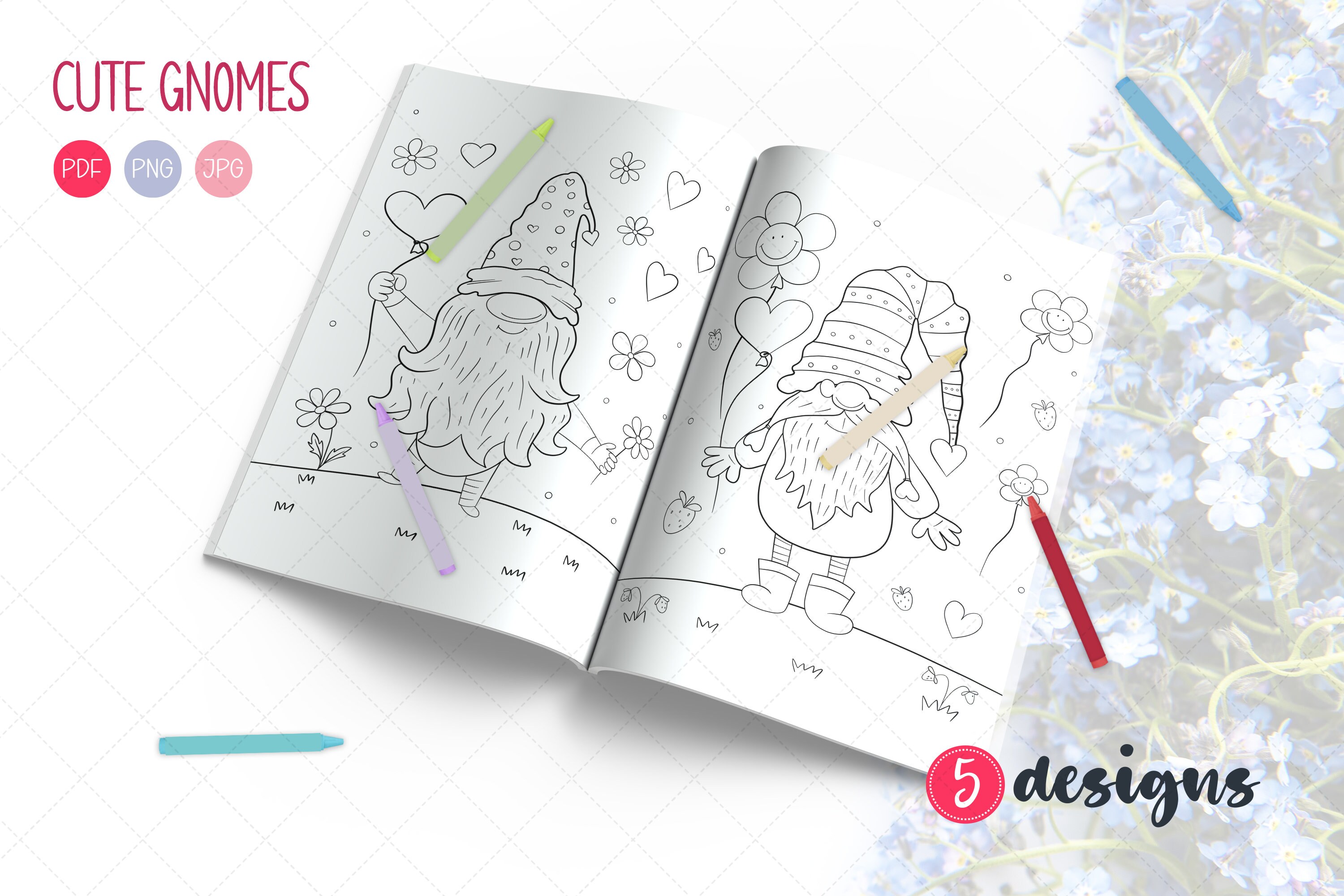 Cute Gnomes Coloring Pages, Procreate Coloring Pages, Valentine ...