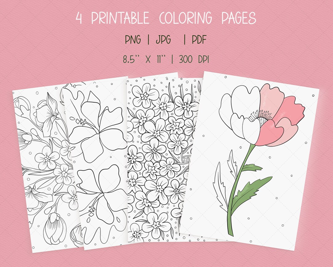 Flower Coloring Pages, Procreate Coloring Pages for Adults and Children ...