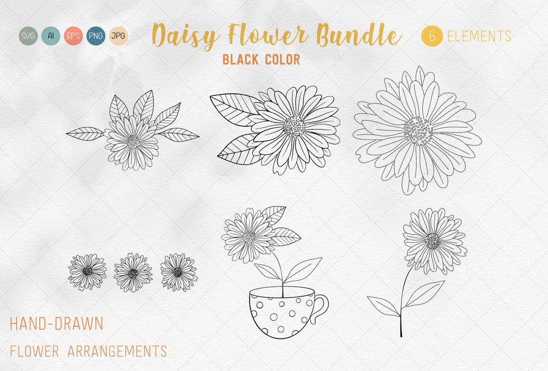 Daisy Flower SVG Cut Files, Daisy Flower Bundle, Daisy Flower Outline ...