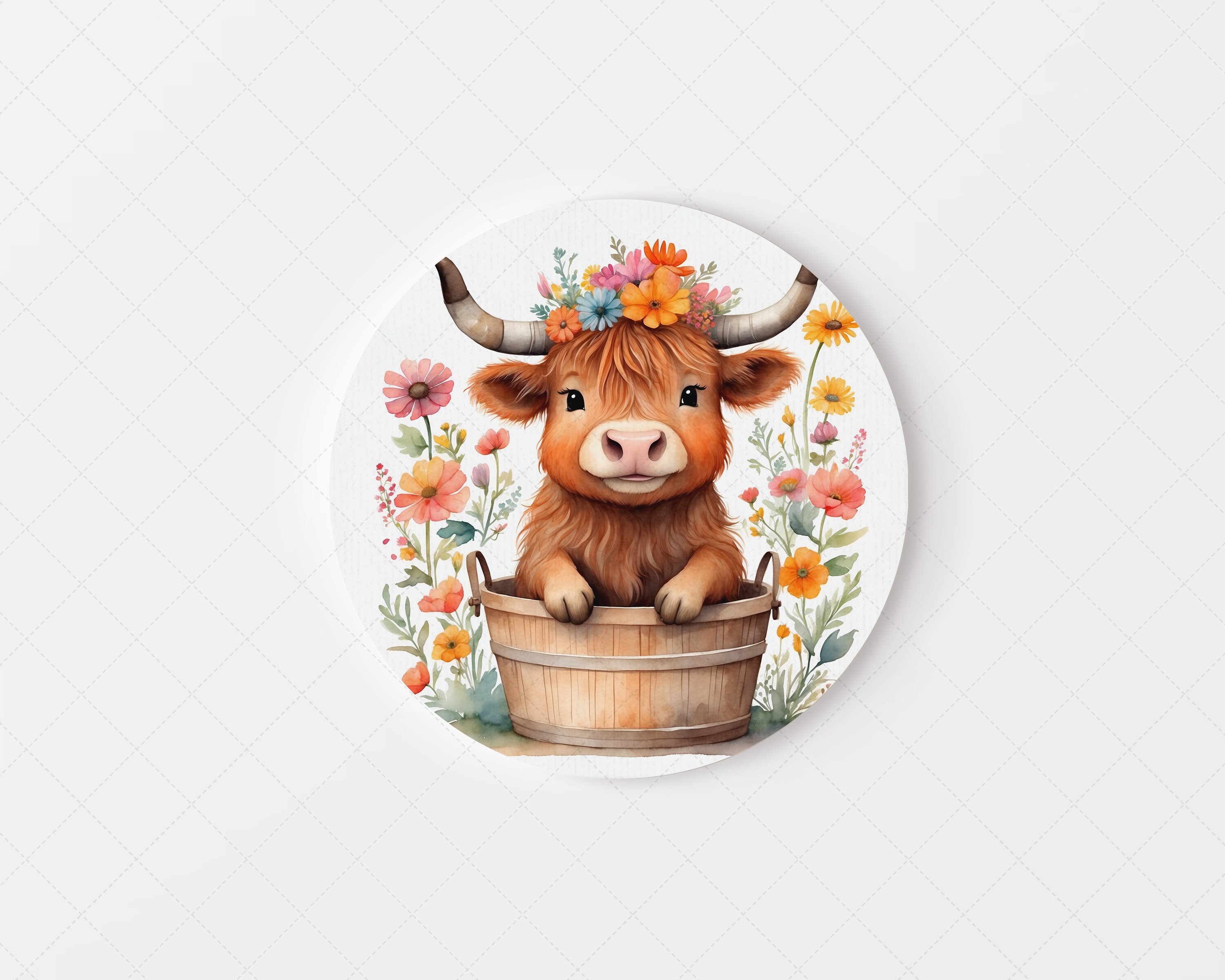 Cute Cow Coaster Bundle Design, Kids Square Coasters, Childish Round ...